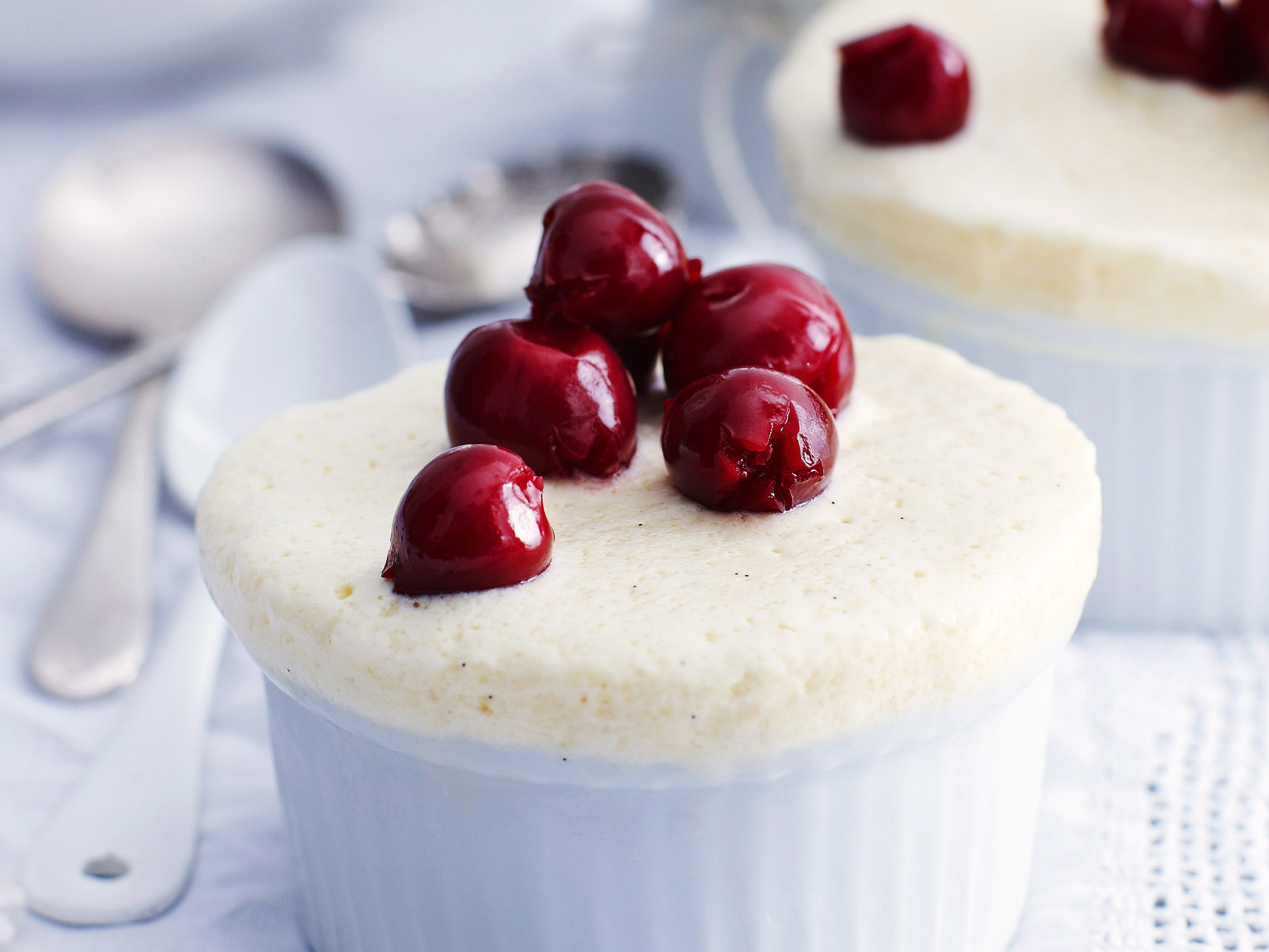 Frozen vanilla souffle with brandied cherries | Women's Weekly Food