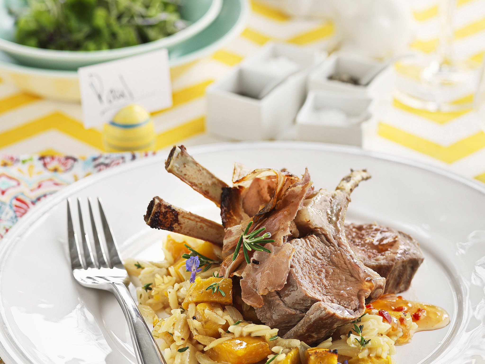 Lamb racks and pancetta with baked kumara orzo | Women's Weekly Food