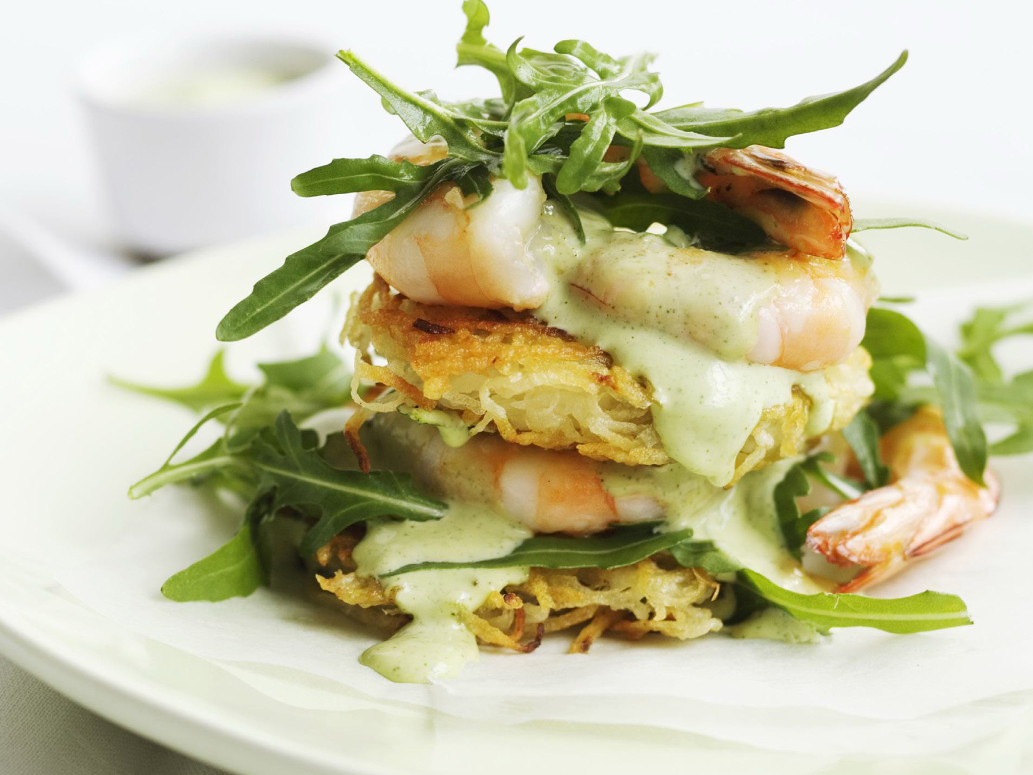 Rösti stacks with prawns and mint aïoli | Women's Weekly Food