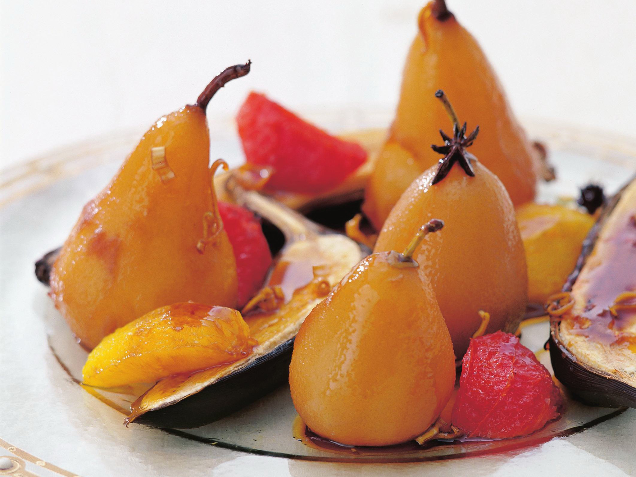 Winter fruits and lemongrass grilled with palm sugar and star anise ...