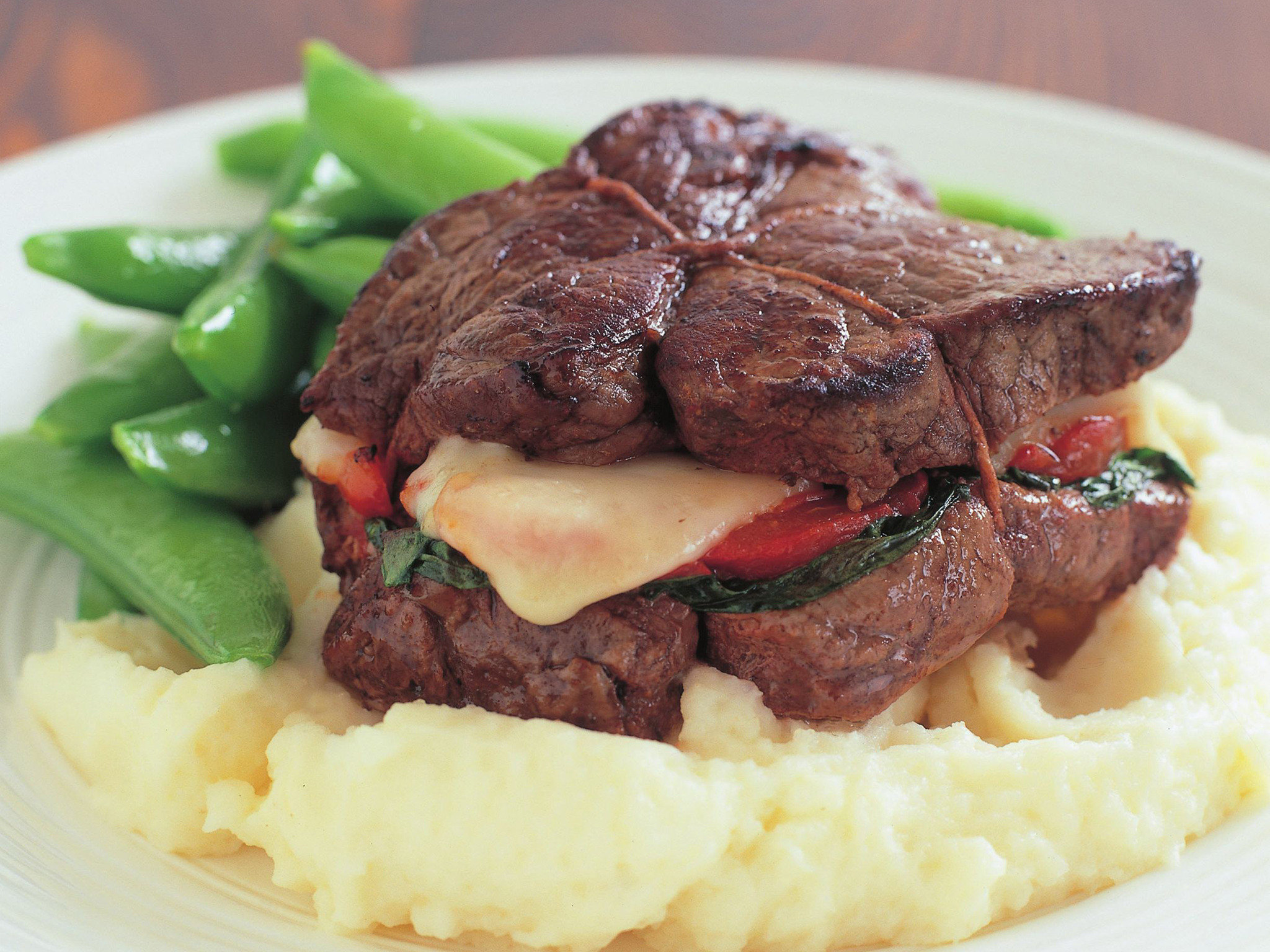 Fillet steak, cheese and capsicum stacks with parmesan mash | Women's ...