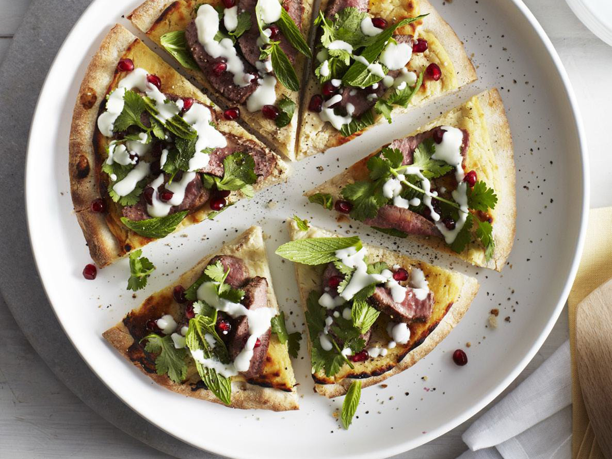 Lamb and pomegranate pizza | Women's Weekly Food