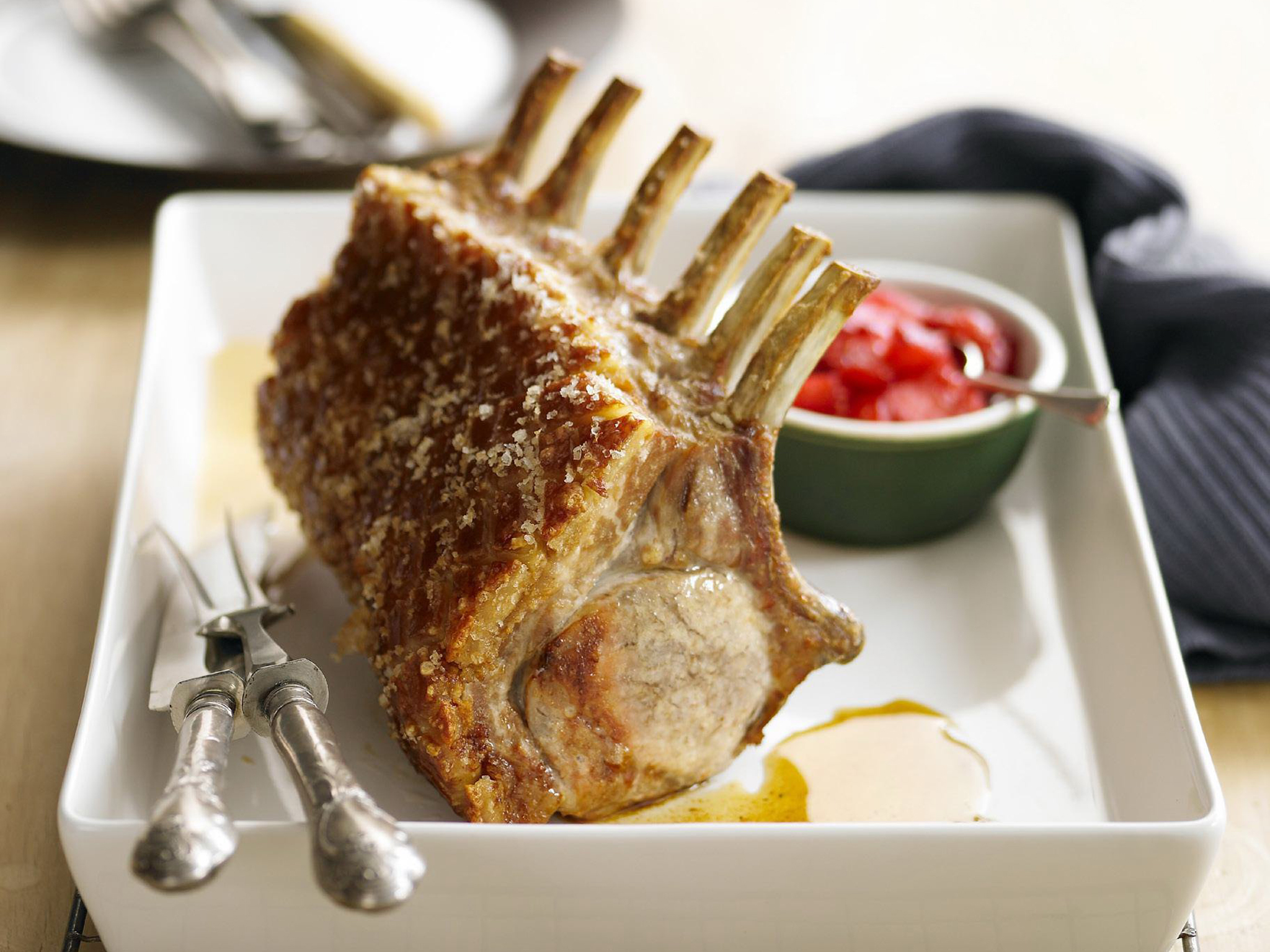 Roast pork rack with apple raspberry sauce | Women's Weekly Food