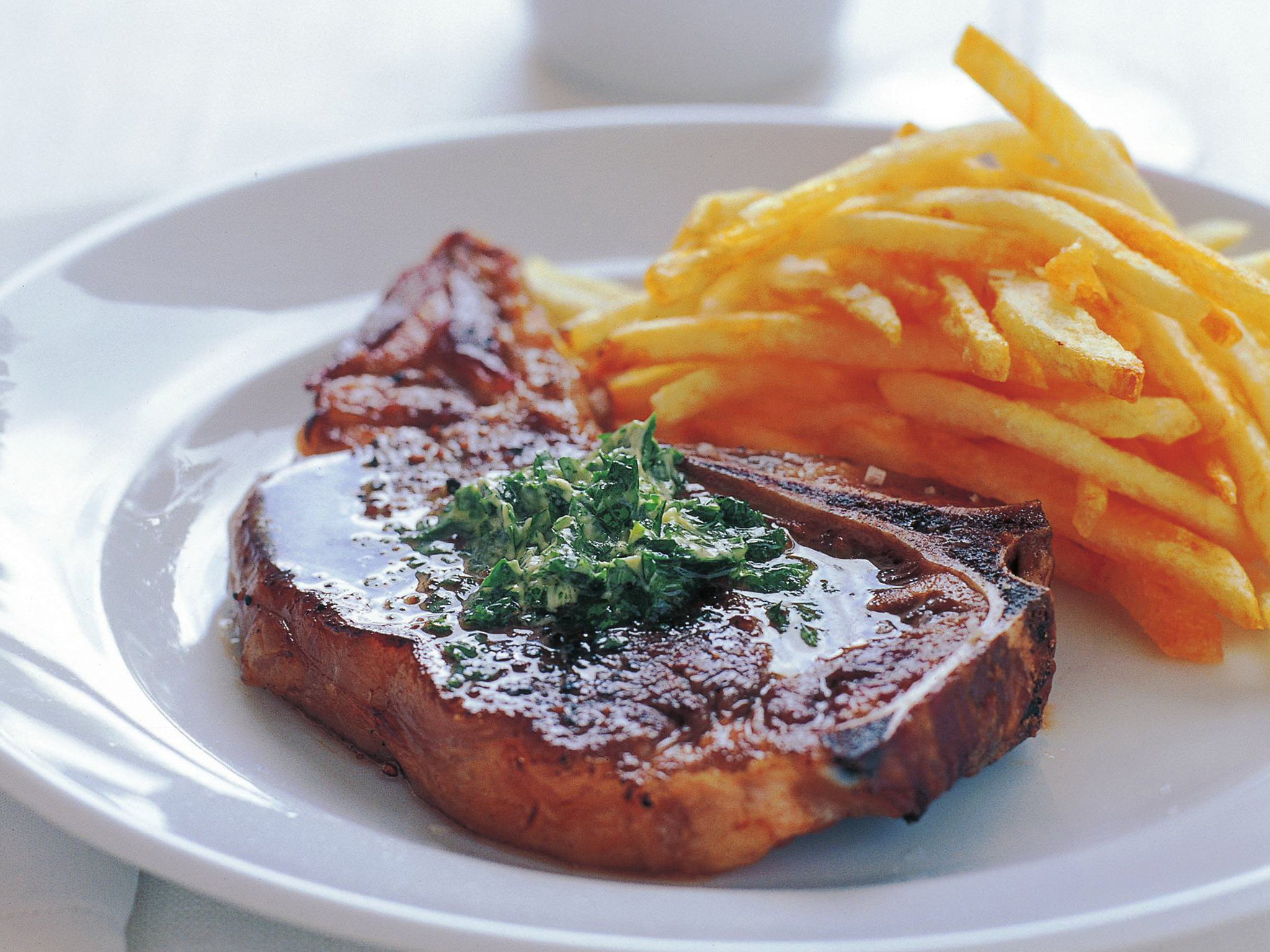 Beef sirloin with herbed butter and pommes frites | Women's Weekly Food