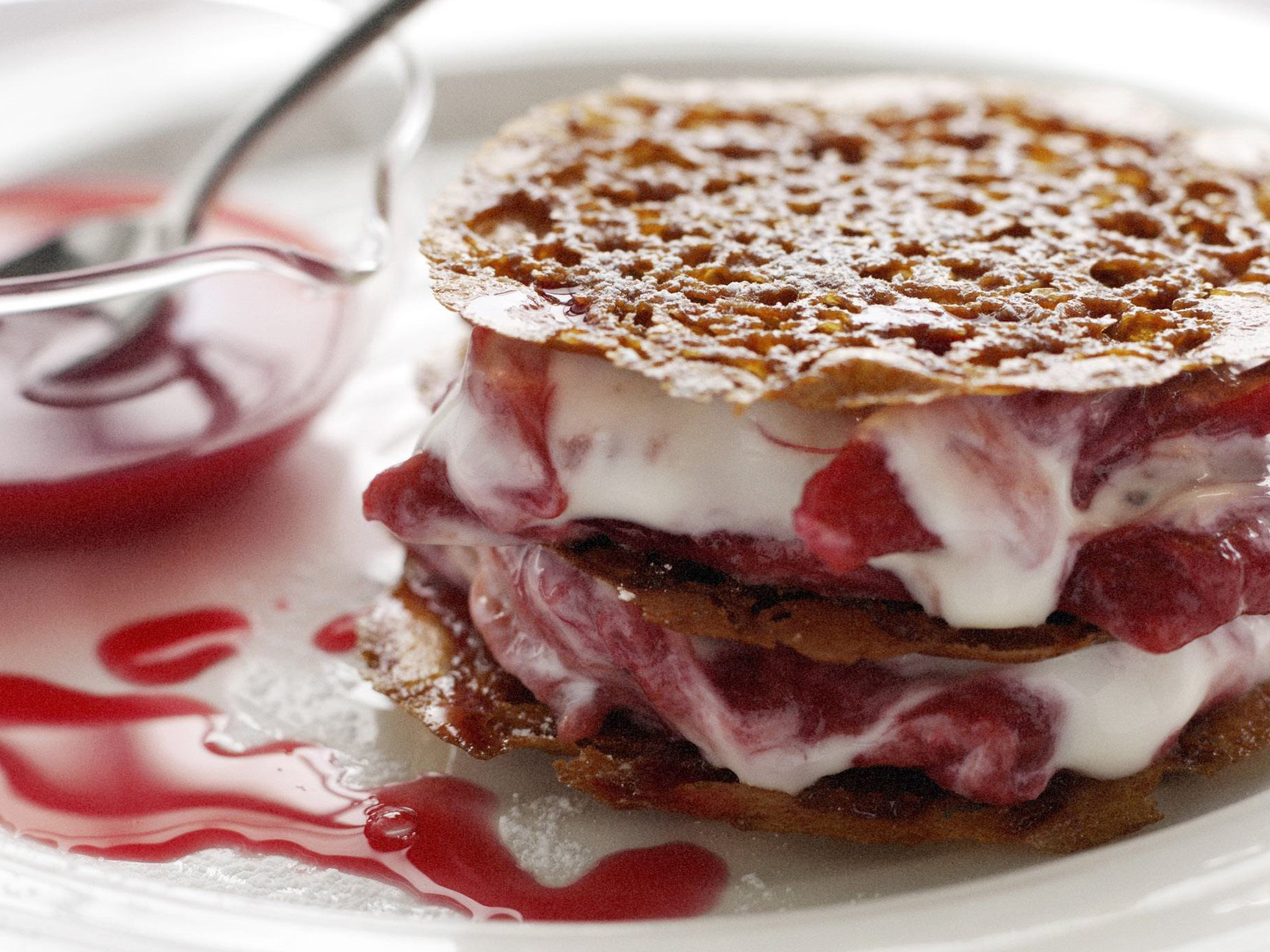 Brandy snap and rhubarb stacks | Women's Weekly Food