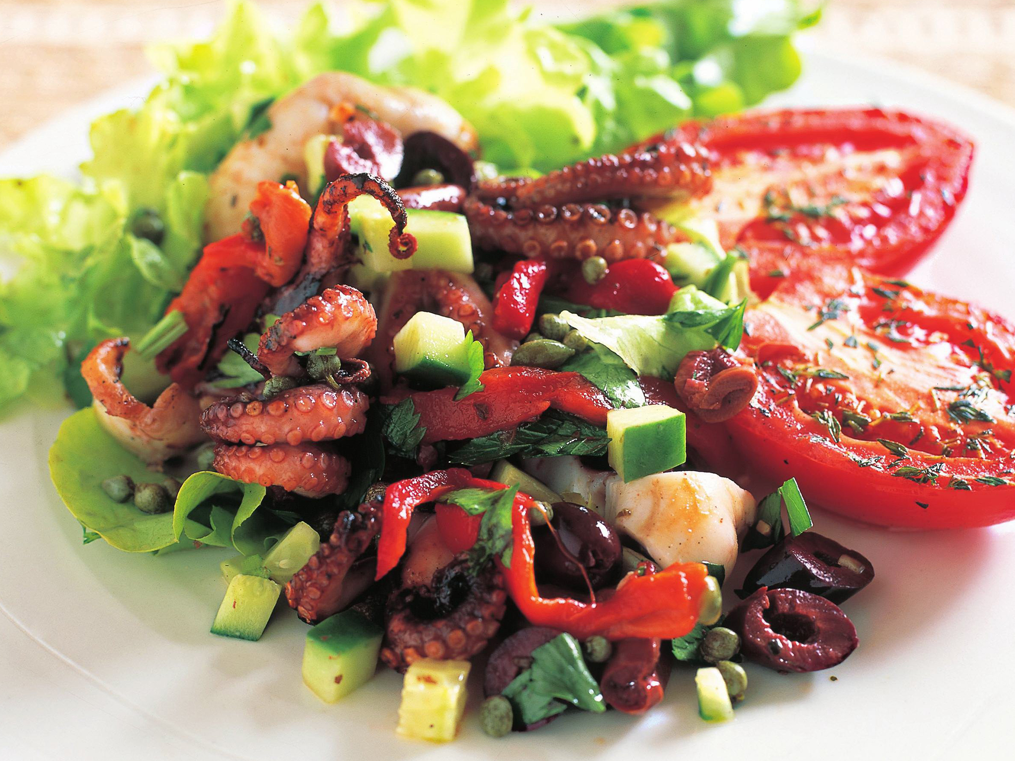 Octopus salad with grilled tomatoes | Women's Weekly Food