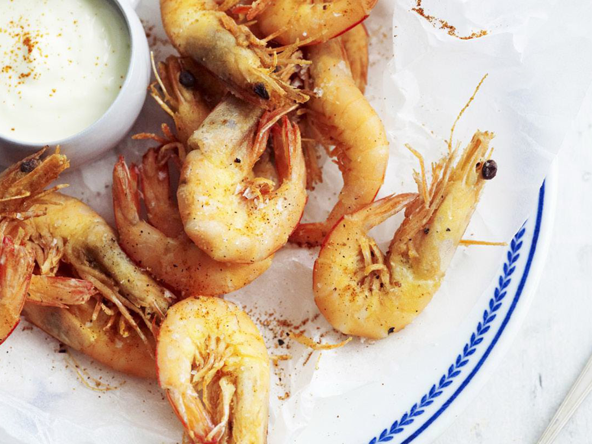 Fried chilli prawns with garlic and lemon yoghurt | Women's Weekly Food