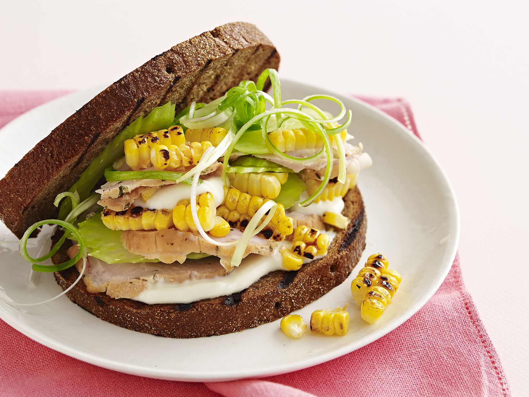 Open chicken sandwich with smoky corn and celery | Women's Weekly Food