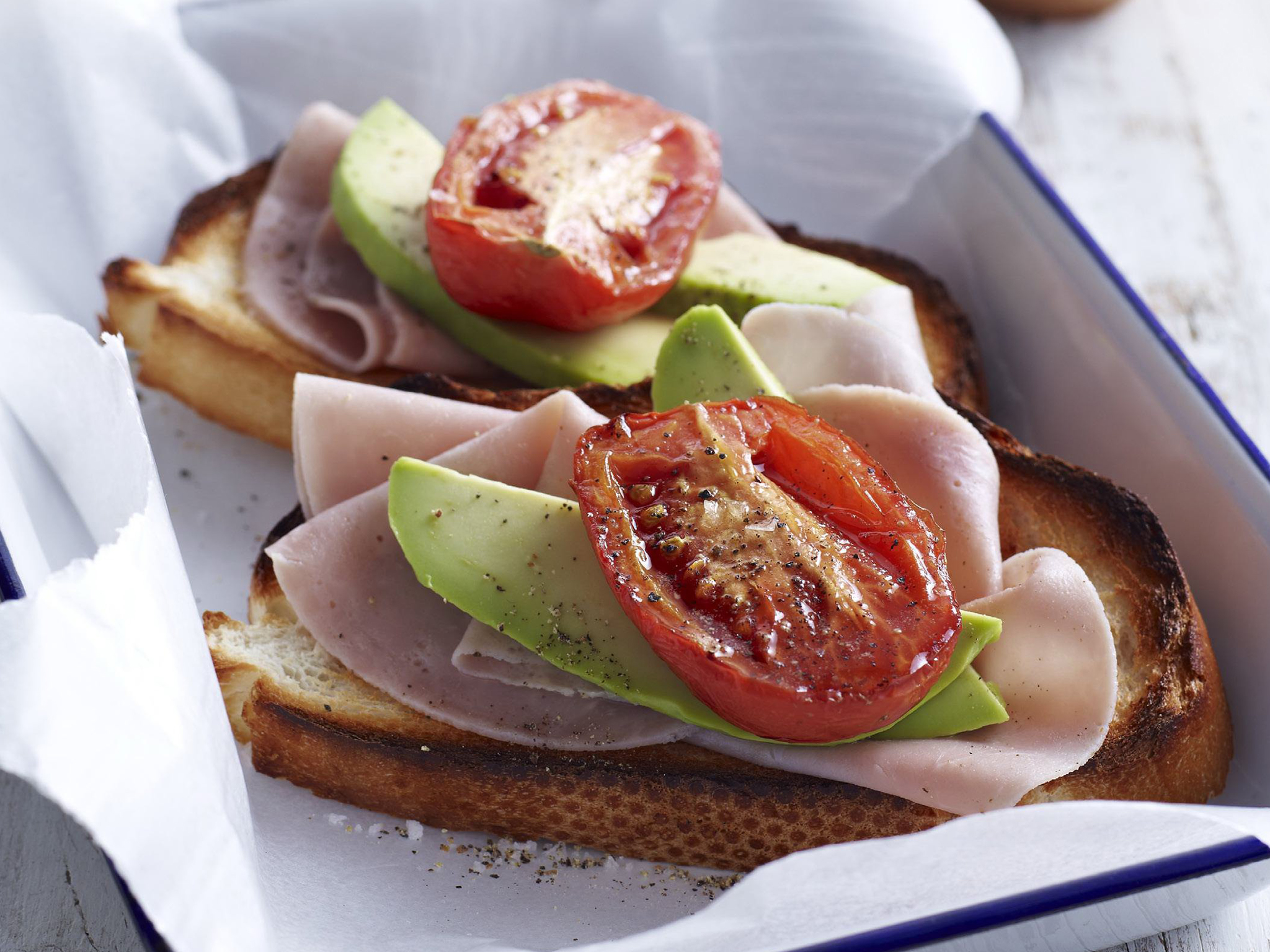 Ham, tomato and avocado open sandwiches | Women's Weekly Food