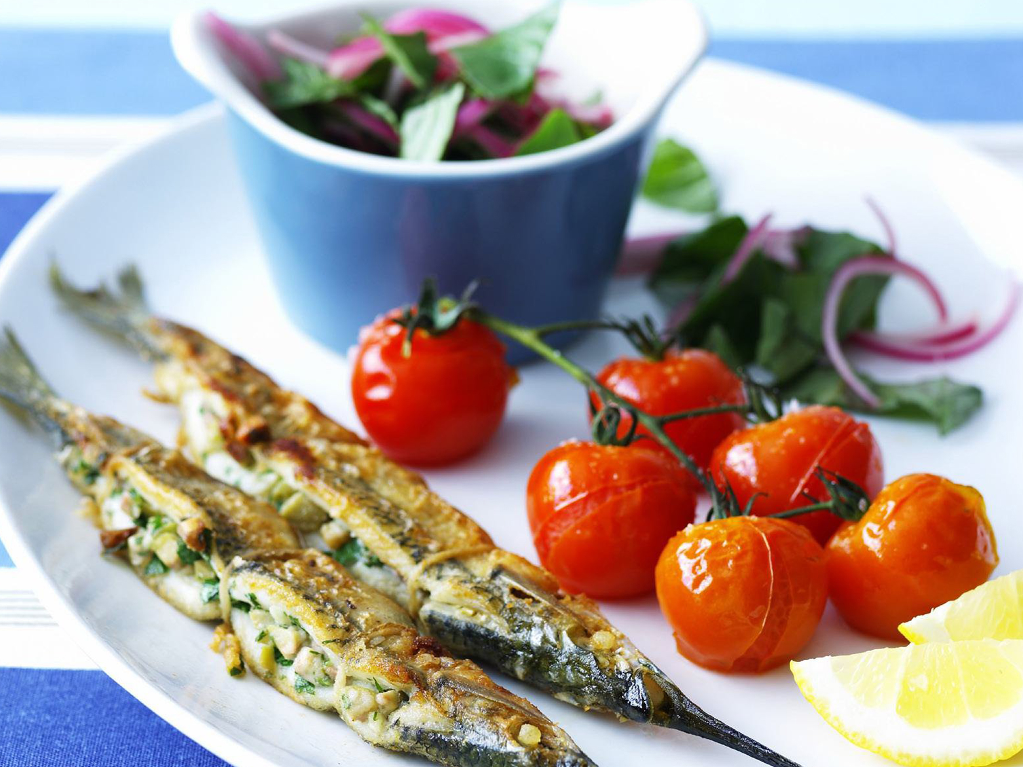 Olive and anchovy-stuffed garfish | Women's Weekly Food