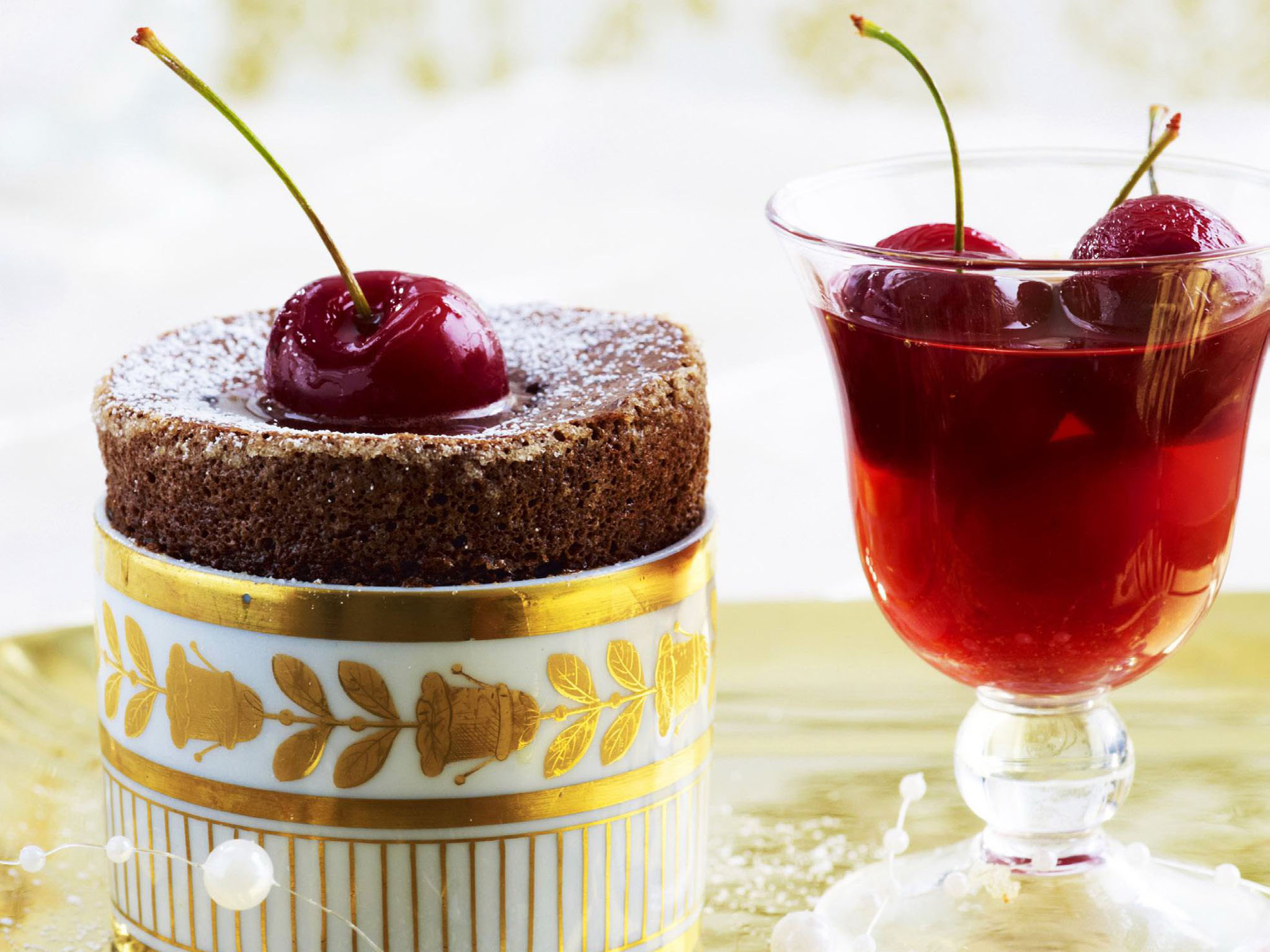 Hot chocolate souffles with poached cherries | Women's Weekly Food