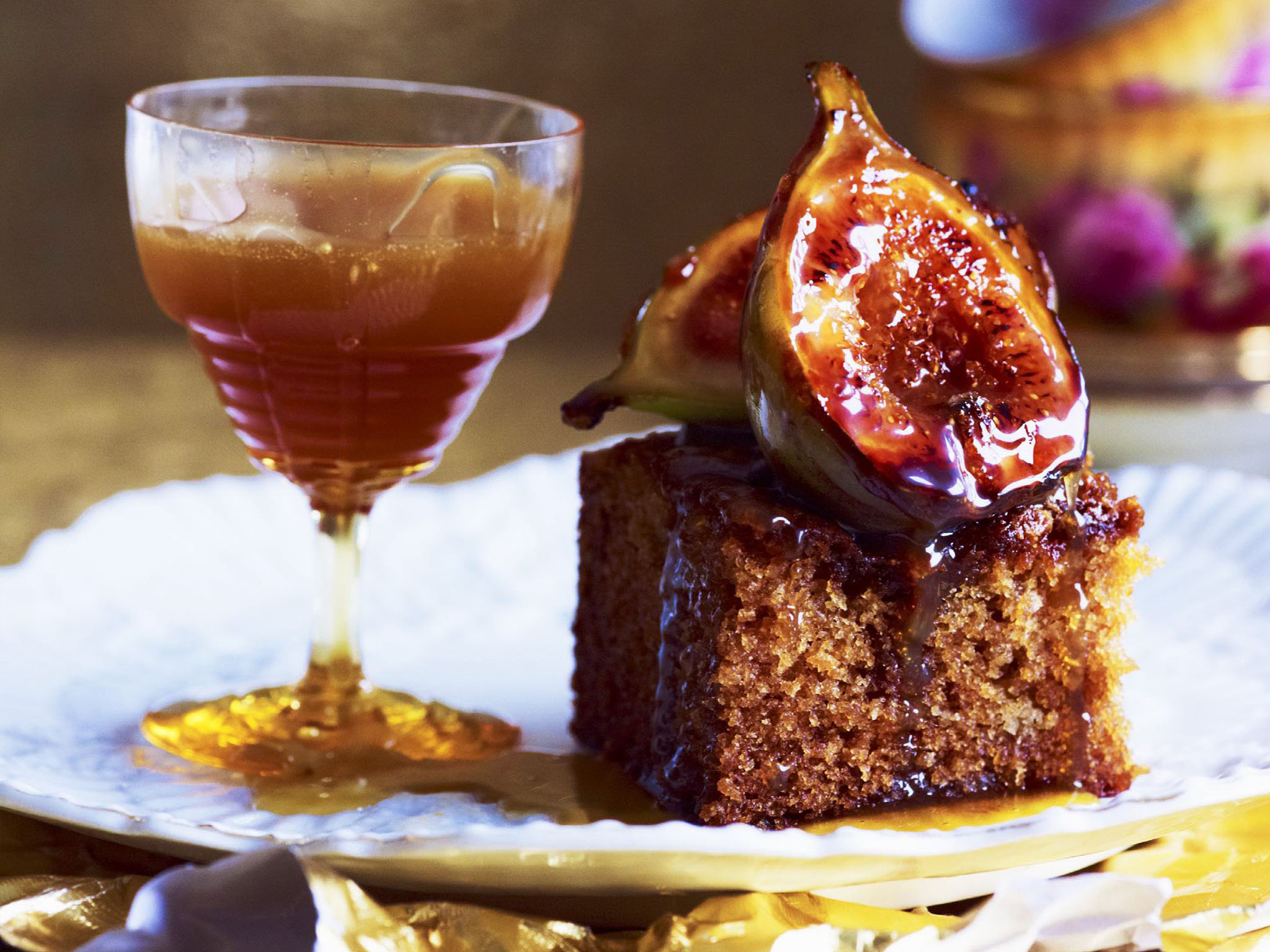 Sticky ginger cake with grilled toffee figs | Women's Weekly Food