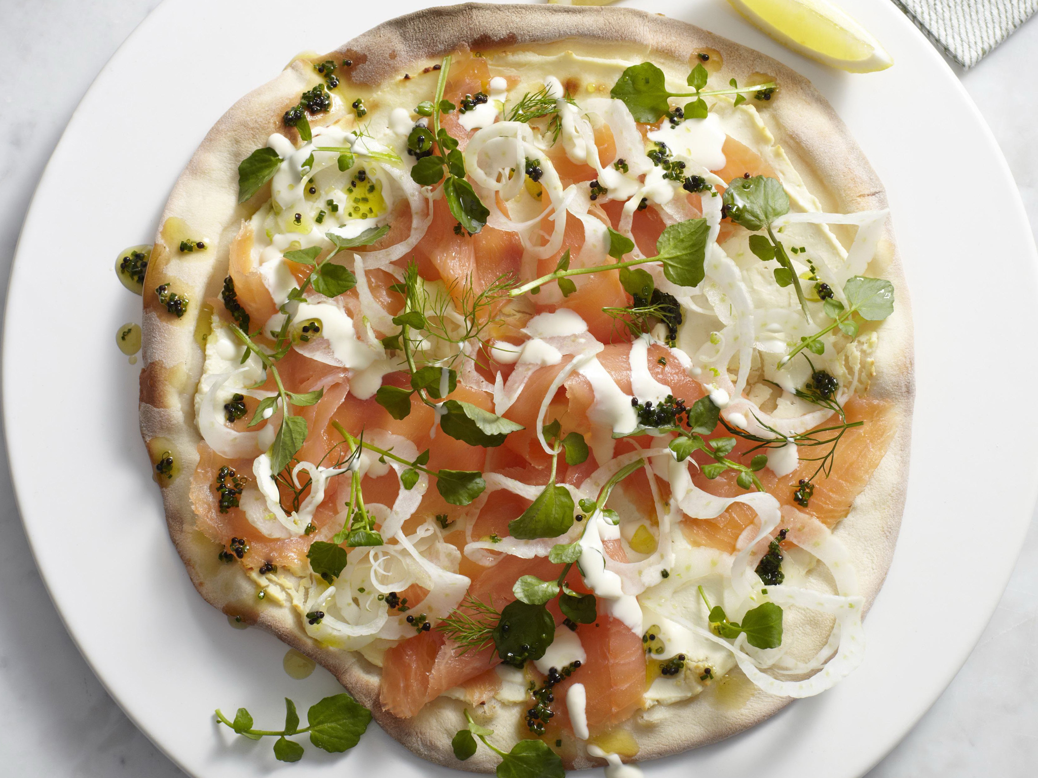 Smoked salmon and crème fraîche pizza | Women's Weekly Food