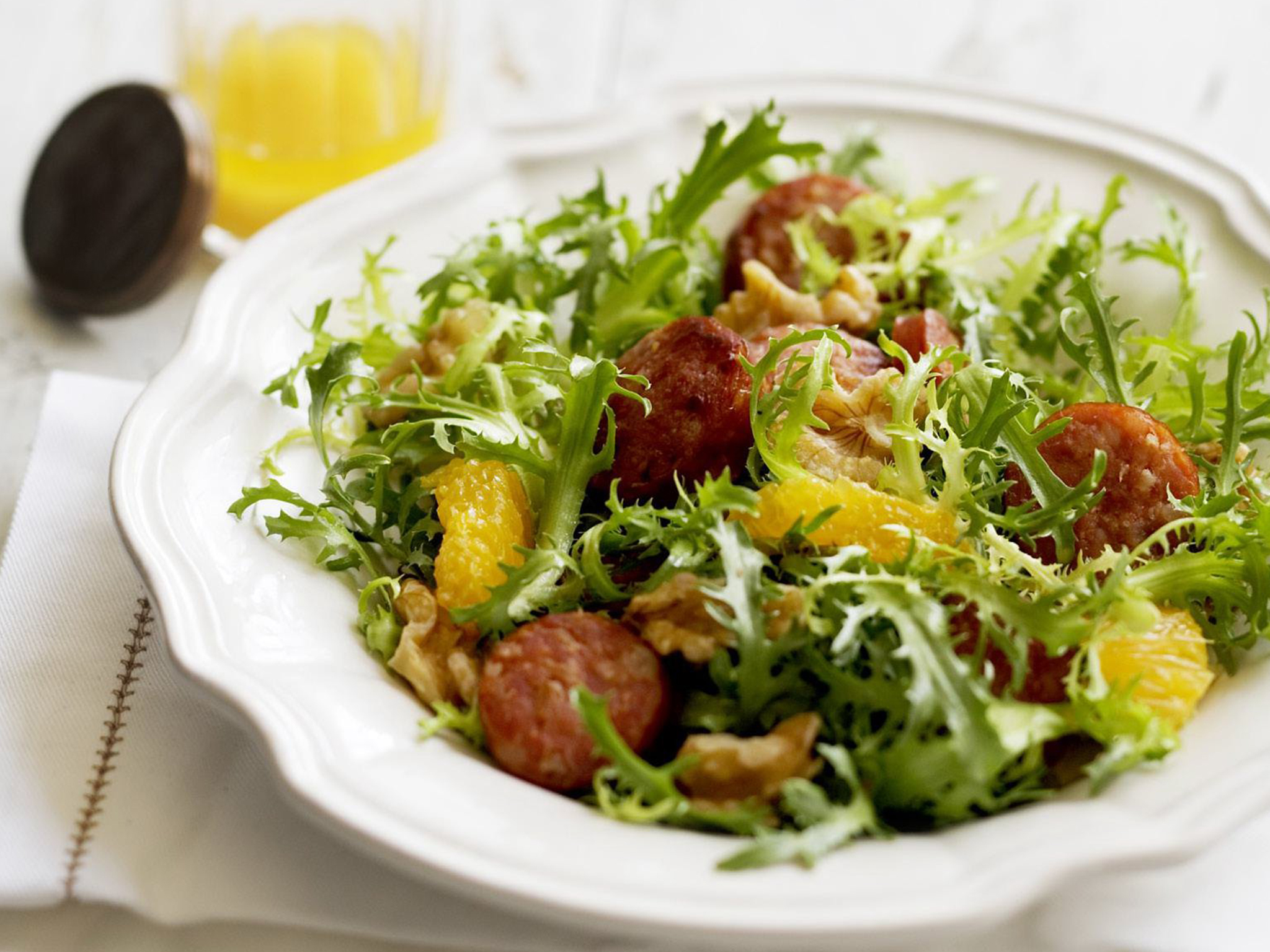 Chorizo, curly endive, orange and walnut salad | Women's Weekly Food
