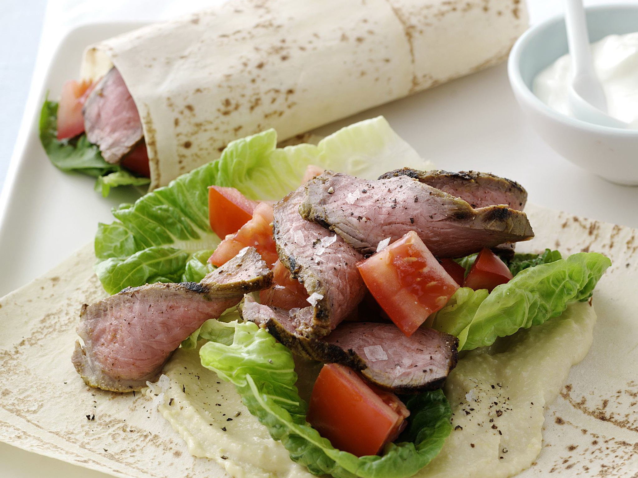 Spiced beef and hummus wraps | Women's Weekly Food