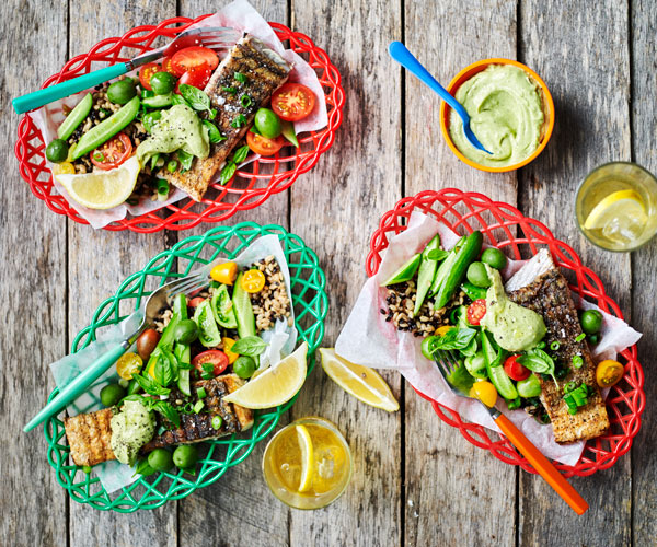 Sumac fish with barley salad and avocado cream | Women's Weekly Food