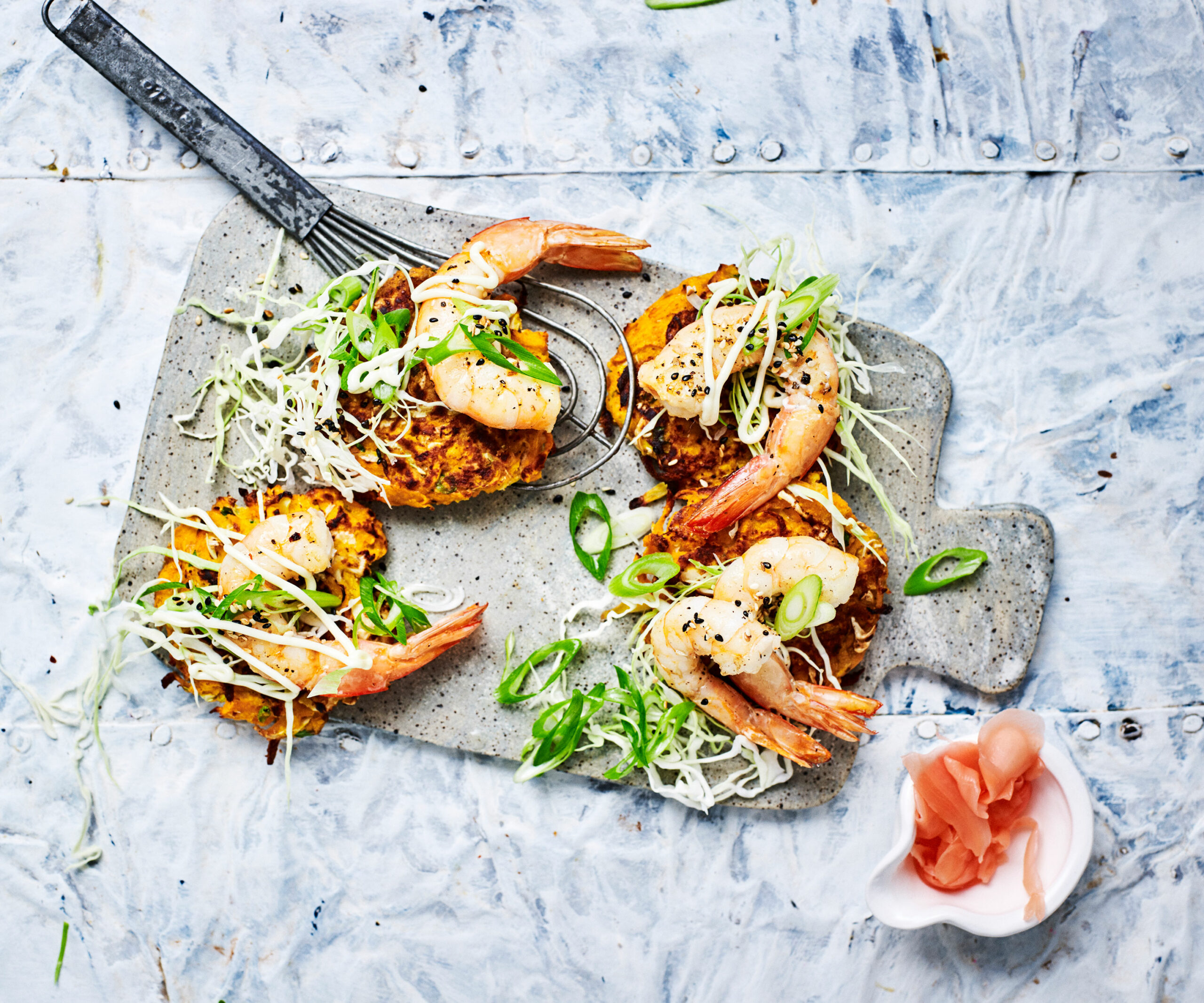 Prawn and vegetable japanese hash browns | Women's Weekly Food