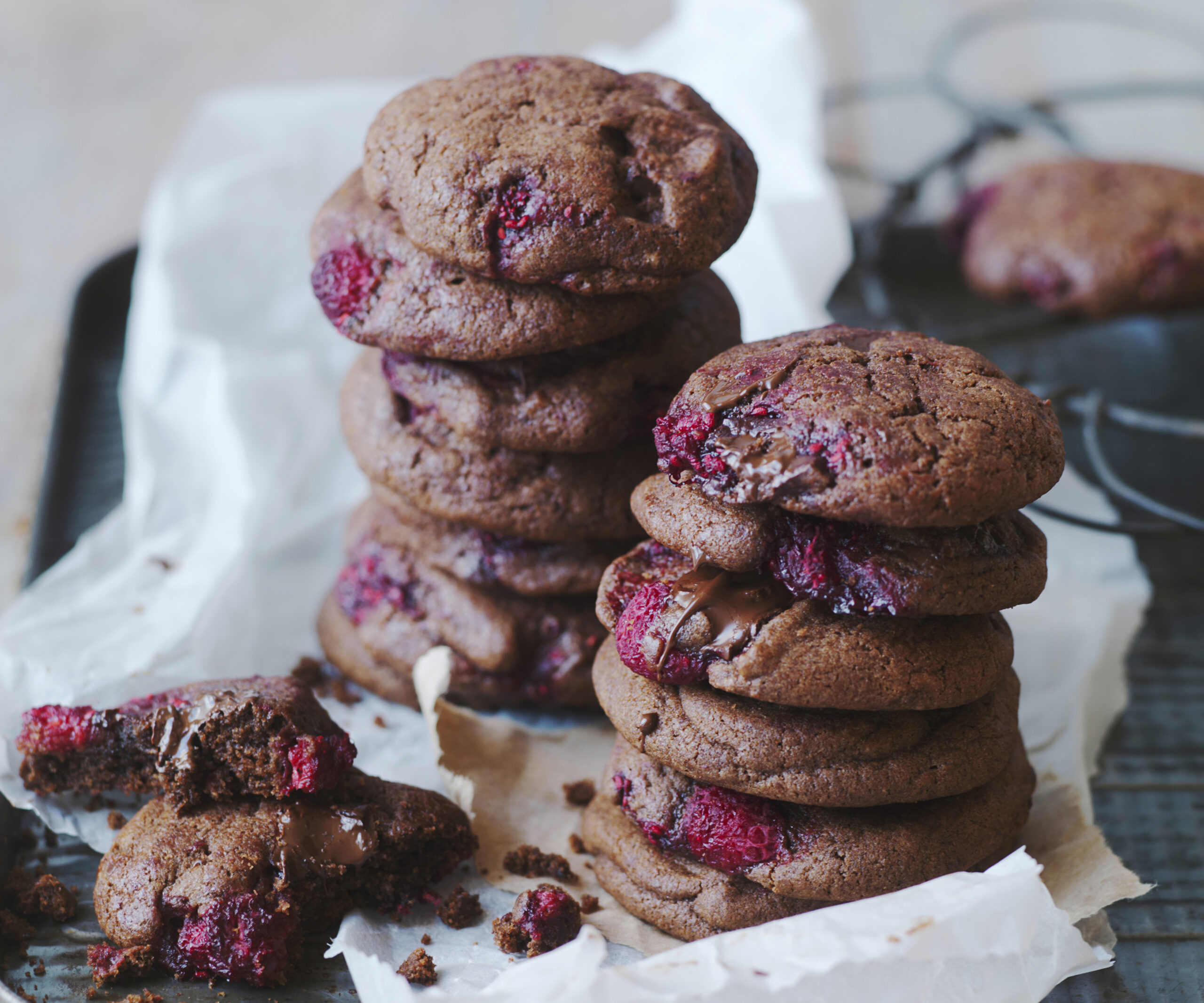 Chocolate chunk and raspberry cookies | Women's Weekly Food