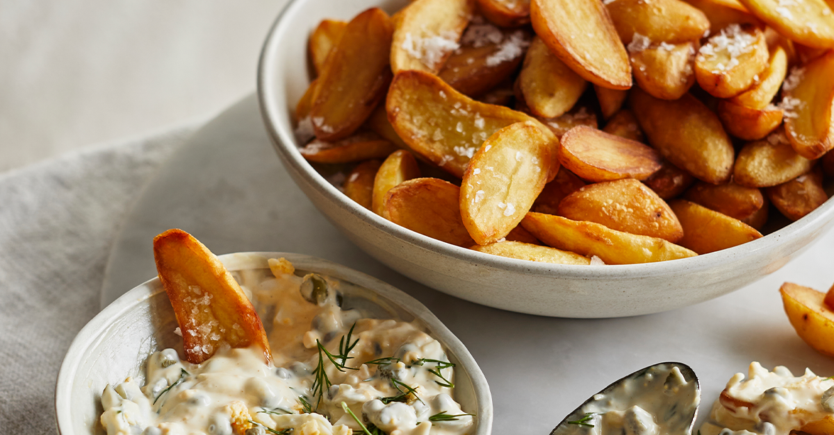 Twice-cooked crispy kipfler potatoes with gribiche sauce | Women's ...